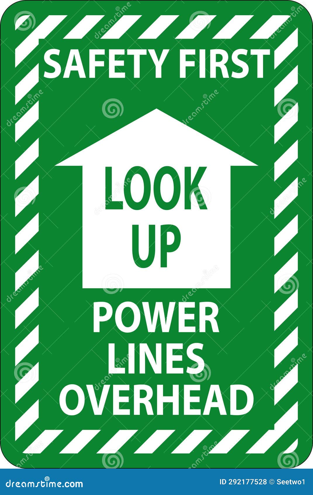 Electrical Safety Sign Caution Look Up, Power Lines Overhead Stock ...