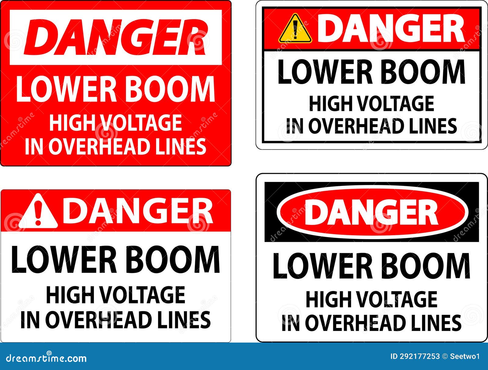 Electrical Safety Sign Danger - Lower Boom High Voltage in Overhead ...