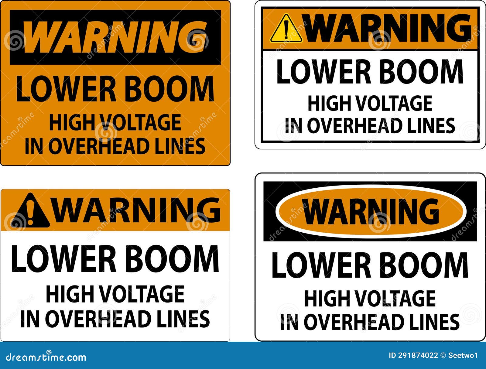 Electrical Safety Sign Warning - Lower Boom High Voltage in Overhead ...