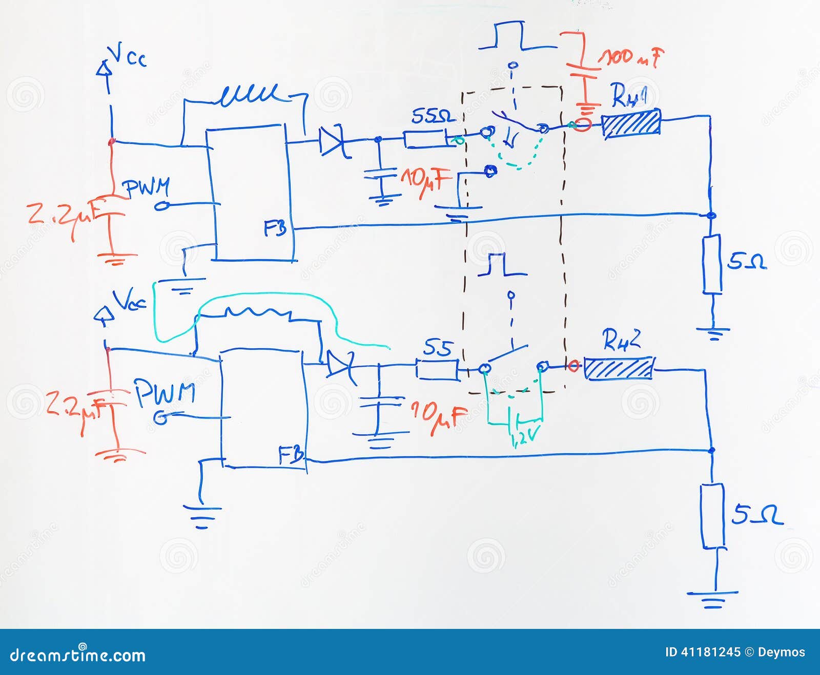 Electrical Scheme Drawn with Blue and Red Pen Stock Image - Image of ...