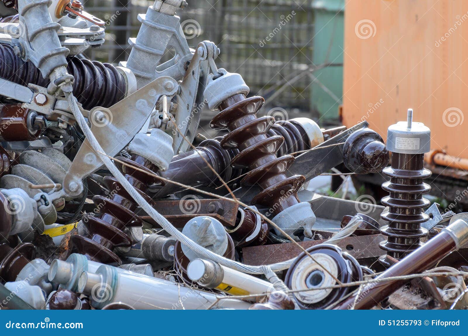 Electrical Scrap with Insulators and Electric Coils Stock Image - Image ...