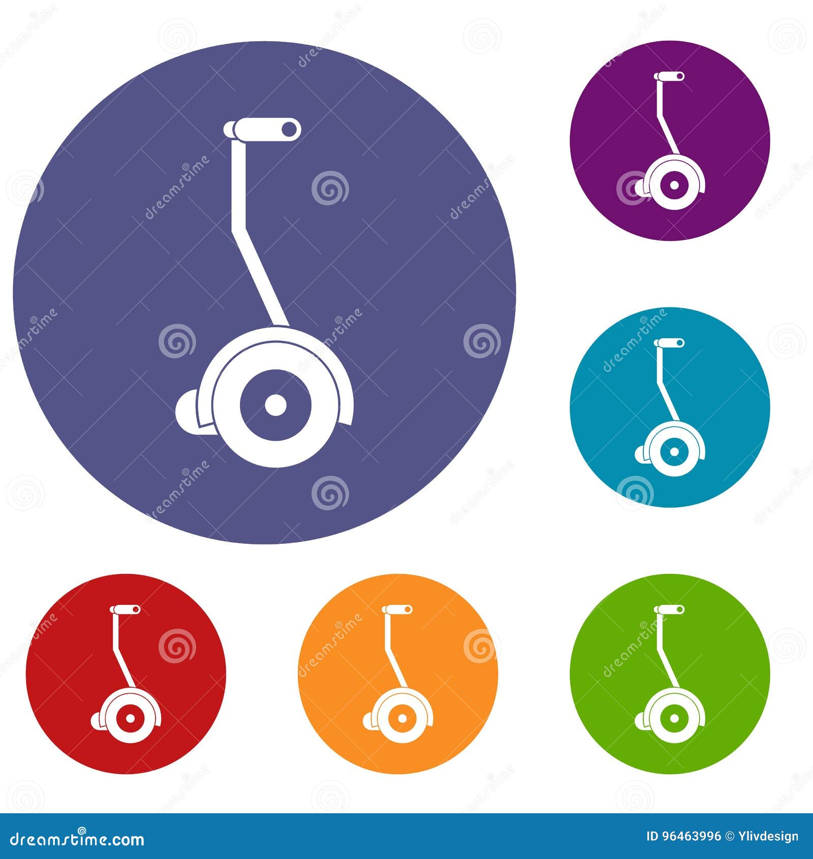 Electrical Self Balancing Scooter Icons Set Stock Vector - Illustration ...