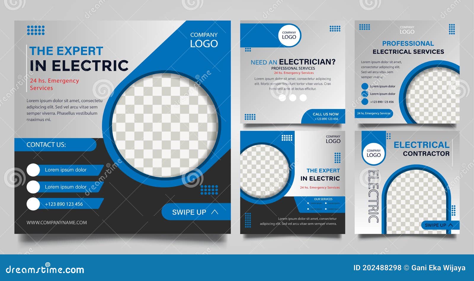 Electrical Promotion Square Web Banner Templates. Stock Vector ...