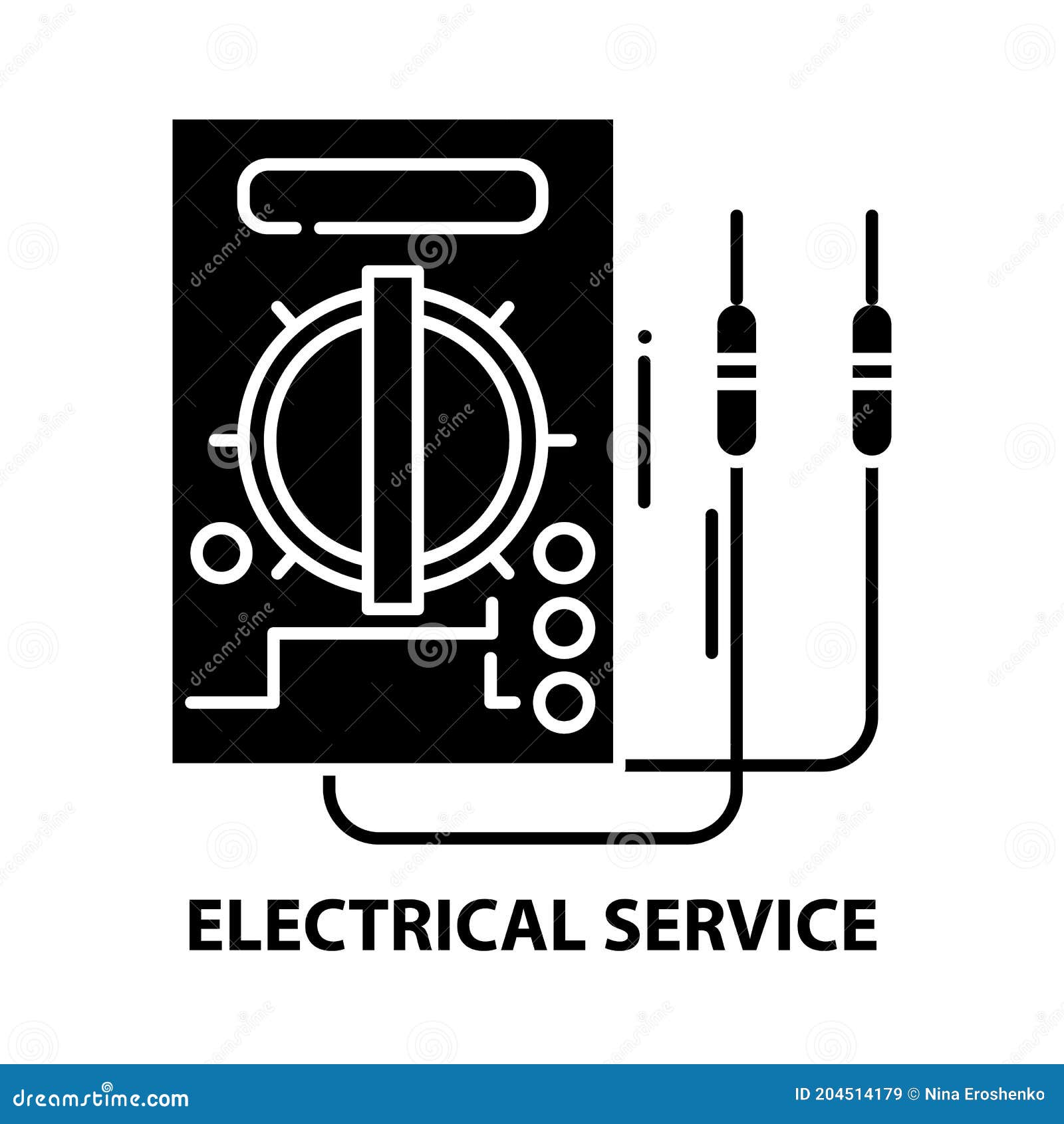 Electrical Service Icon, Black Vector Sign with Editable Strokes ...