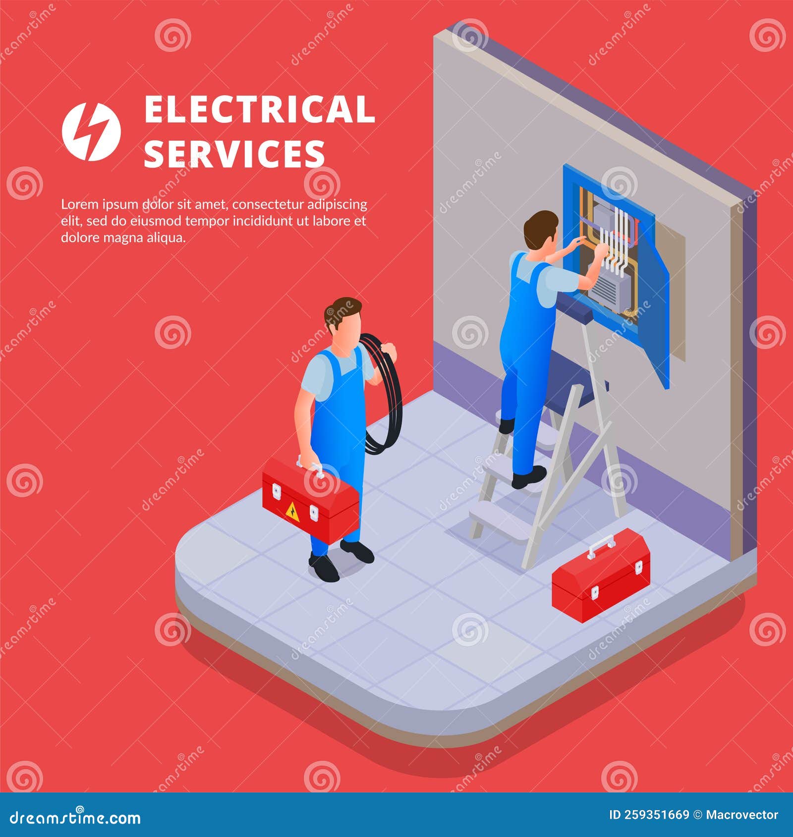 Electrical Services Isometric Background Stock Vector - Illustration of ...