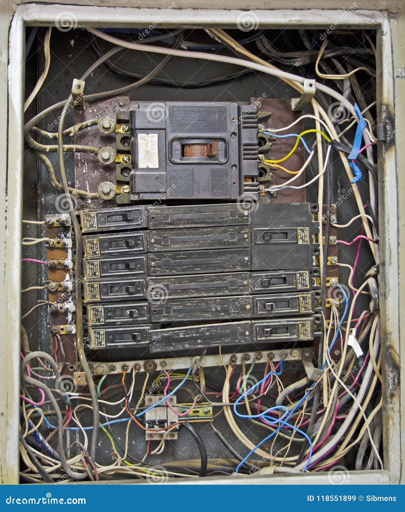 Electrical Shield, Poor Quality Electrical Wiring. Retro Stock Image ...