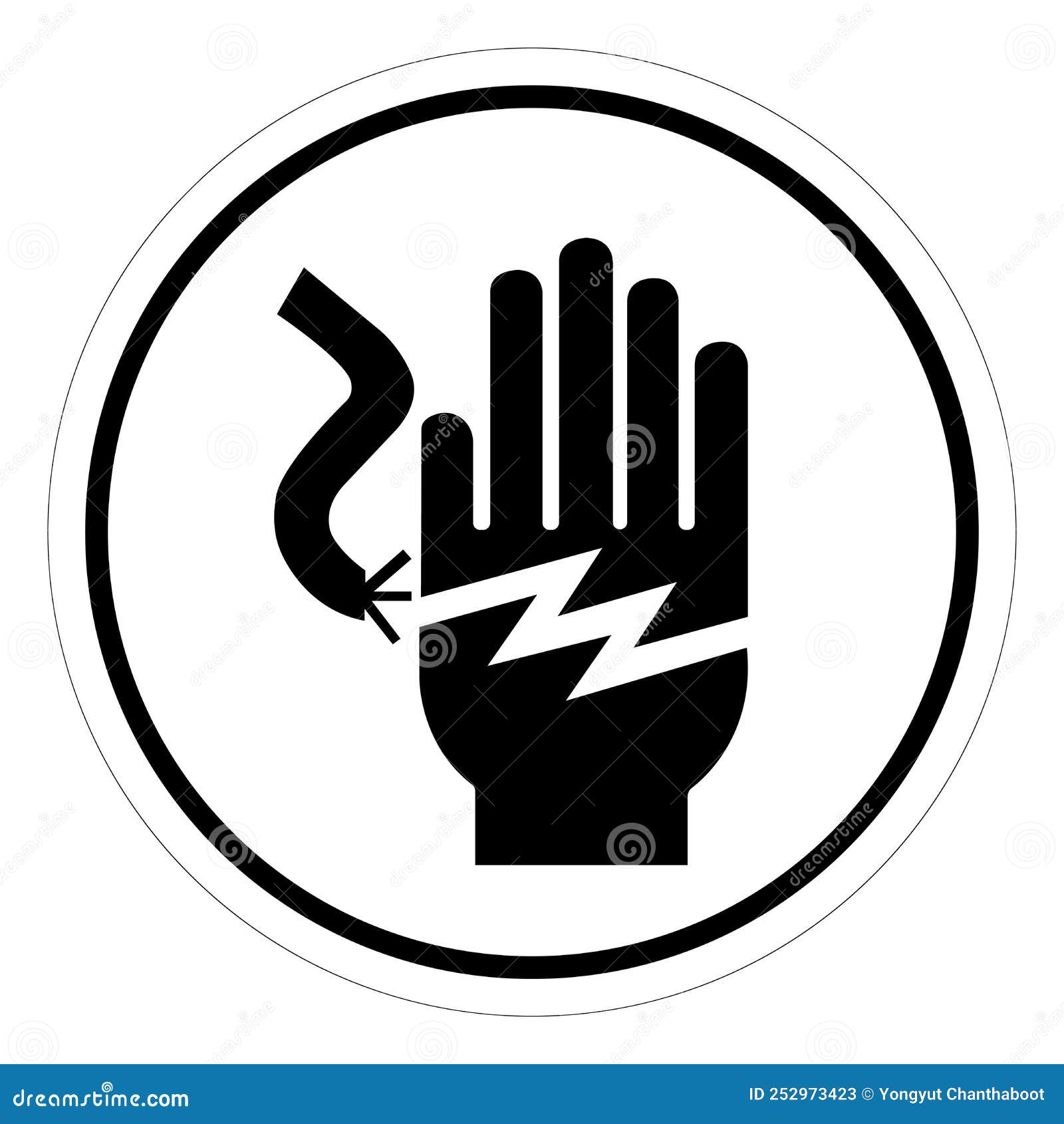 Electrical Shock Electrocution of Circle Symbol Sign, Vector ...