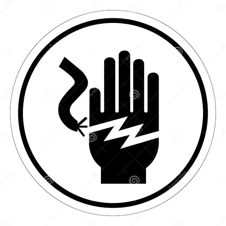 Electrical Shock Electrocution of Circle Symbol Sign, Vector ...