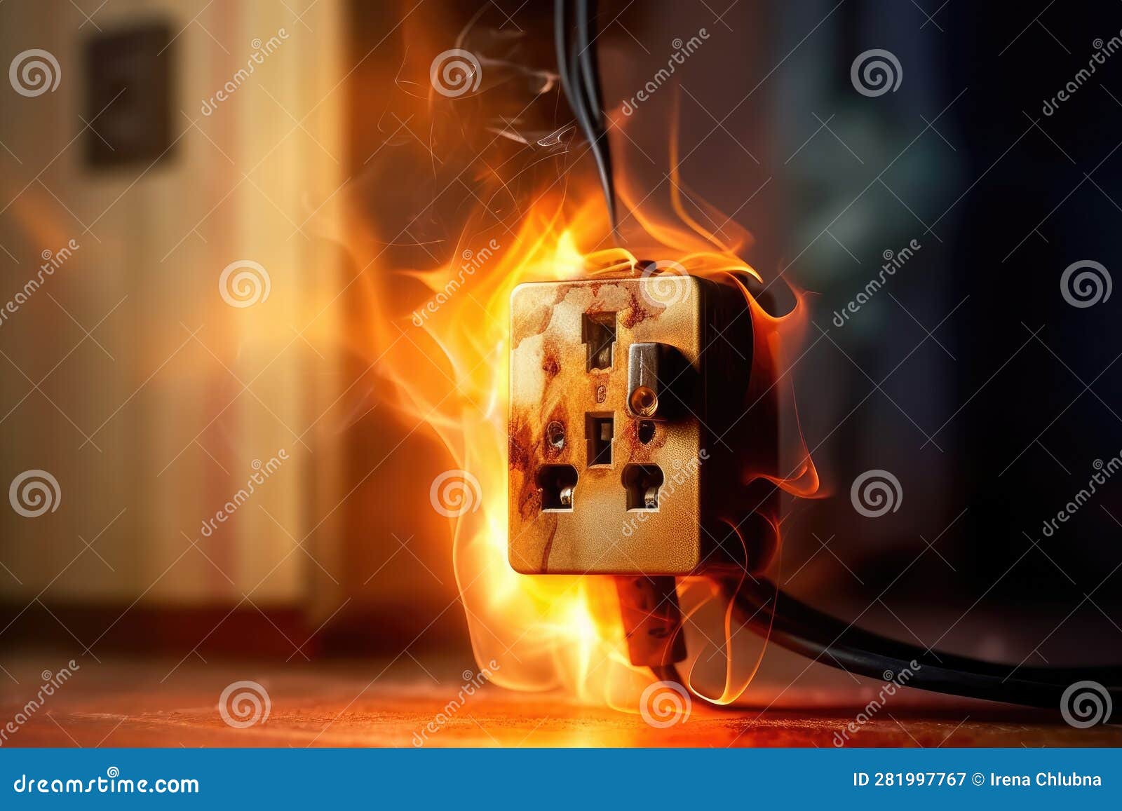 Electrical Short Circuit. Failure Caused by Burning Wire and Rosettes ...