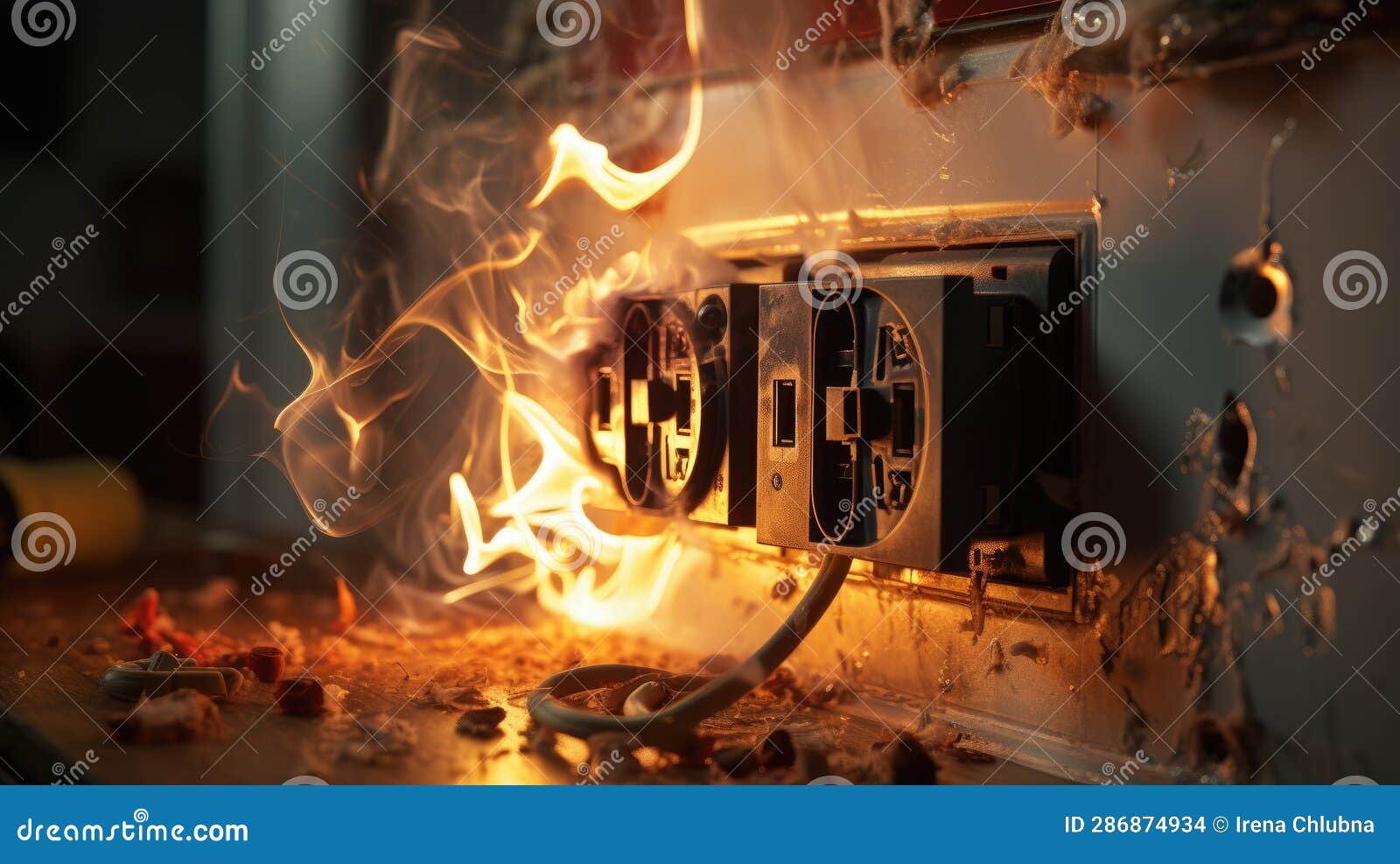 Electrical Short Circuit. Failure Caused by Burning Wire and Socket ...