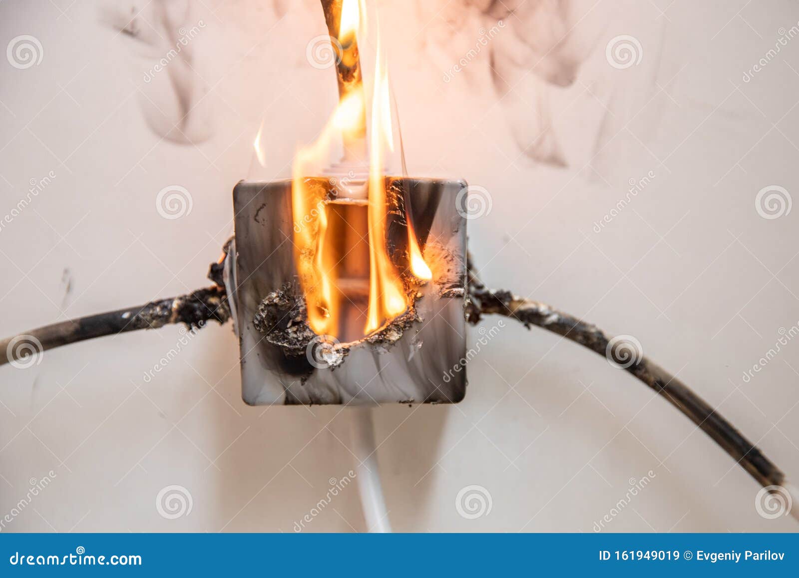Electrical Short Circuit. Wiring Cable on Fire Flame Stock Image ...