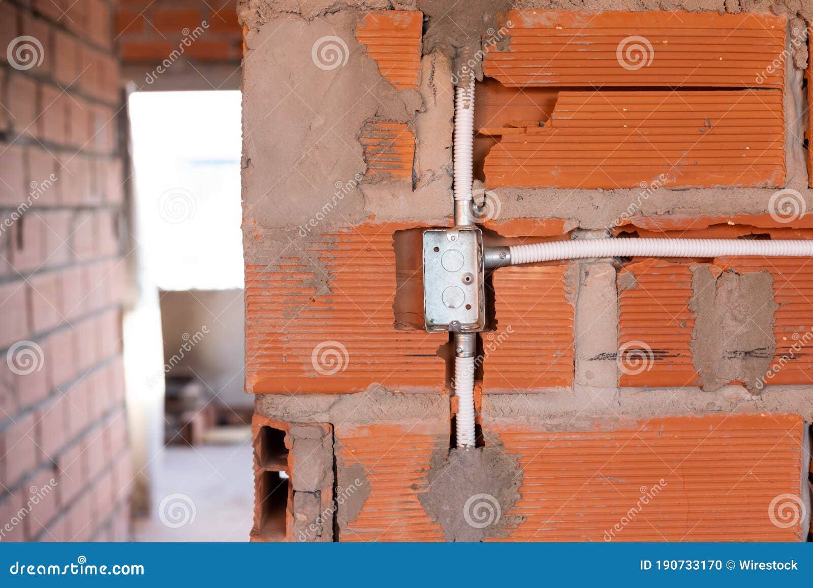 Electrical Socket Arrangement on a Wall in a Construction Site Stock ...