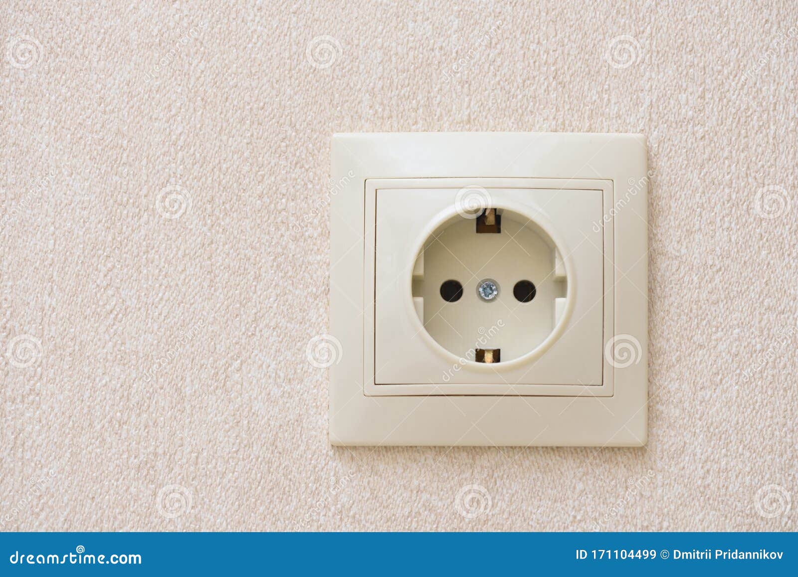 Electrical Socket in Beige Color Built into the Wall. Outlet Stock ...