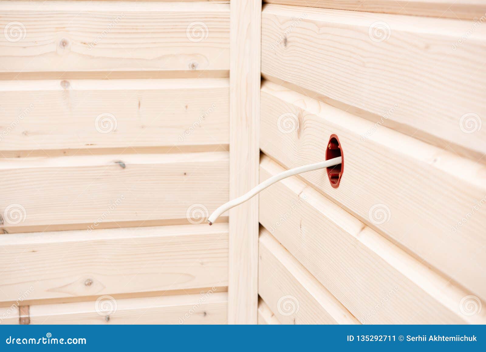 Electrical Socket Box on a White Wooden Wall Stock Image - Image of ...