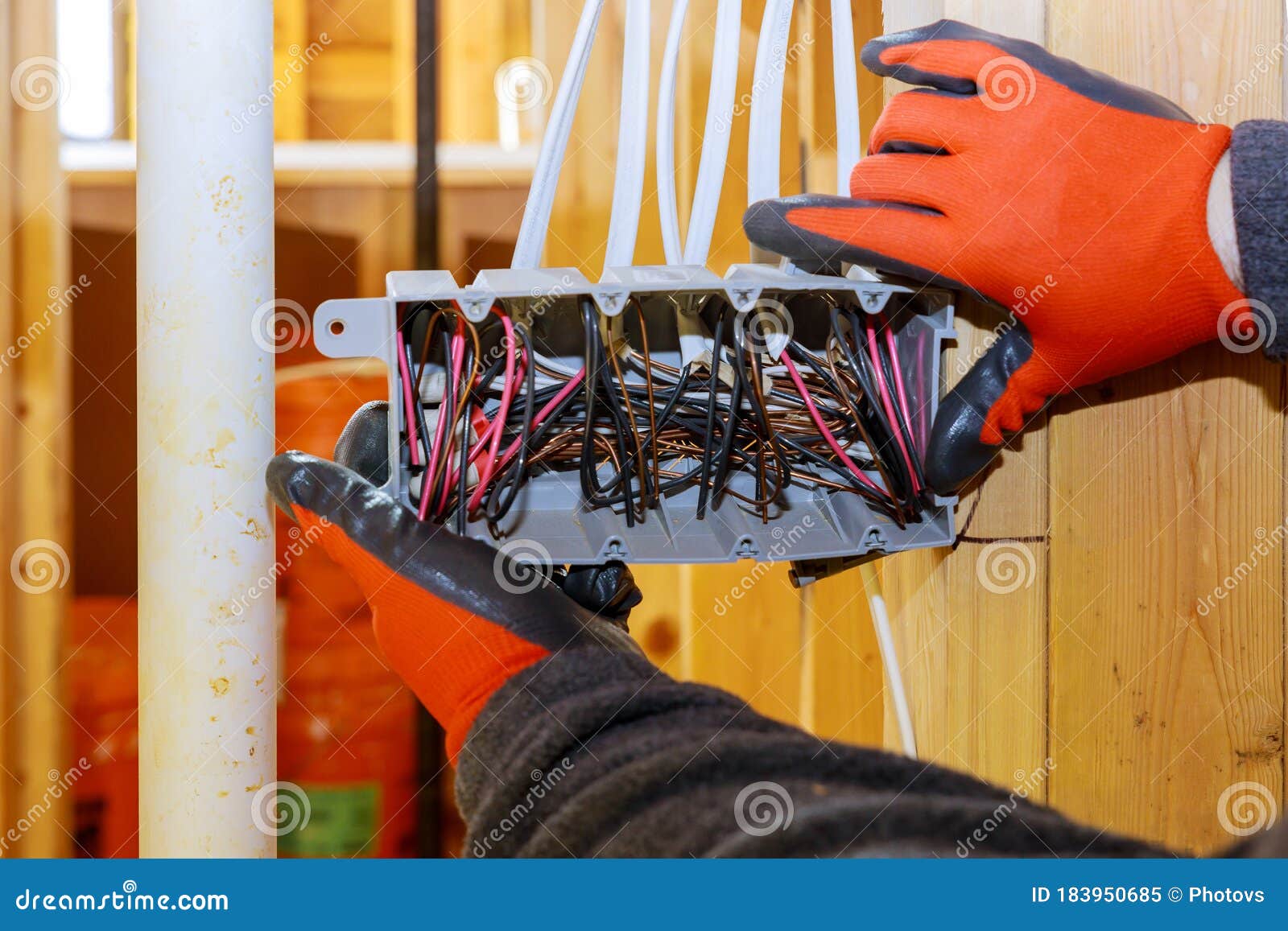 Electrical Socket Boxes Inside Frame House with Basic Electrical Wiring ...