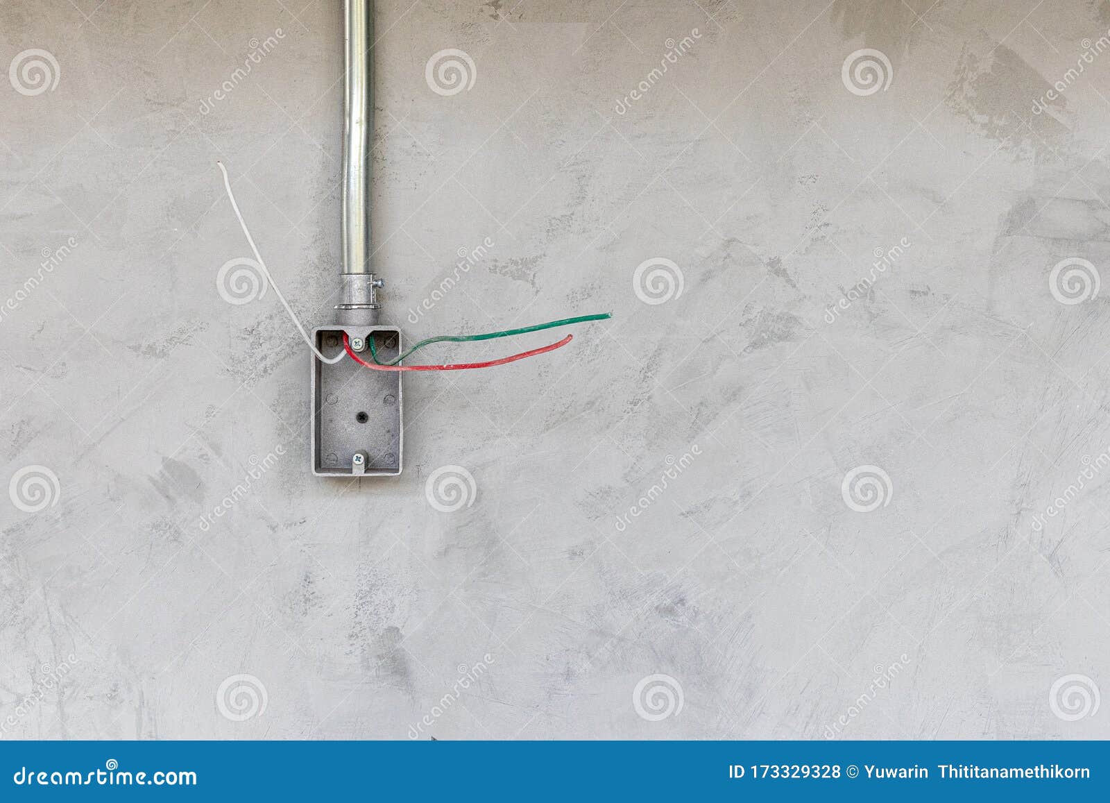 Electrical Socket Boxes with Wires on Cement Wall in a Wall Under ...