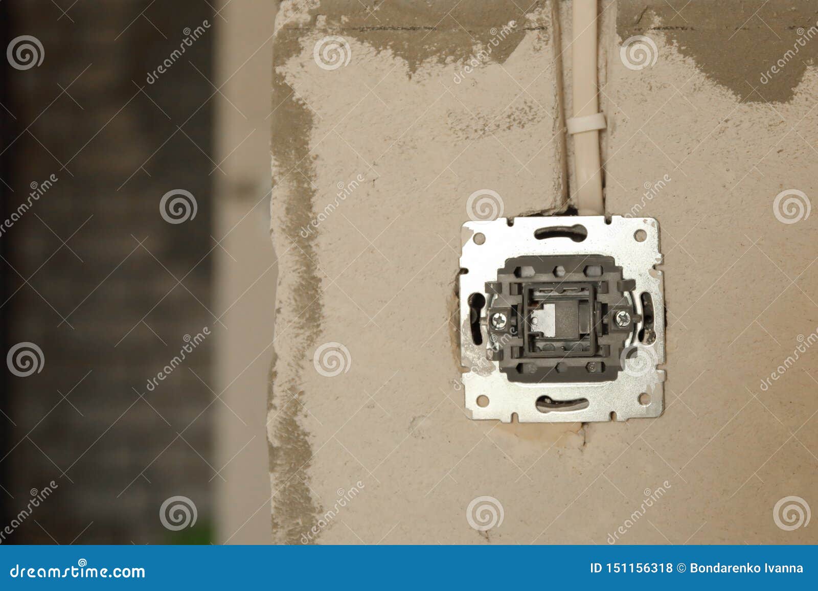 Electrical Socket Hole on Concrete Wall. Under Construction Electrical ...