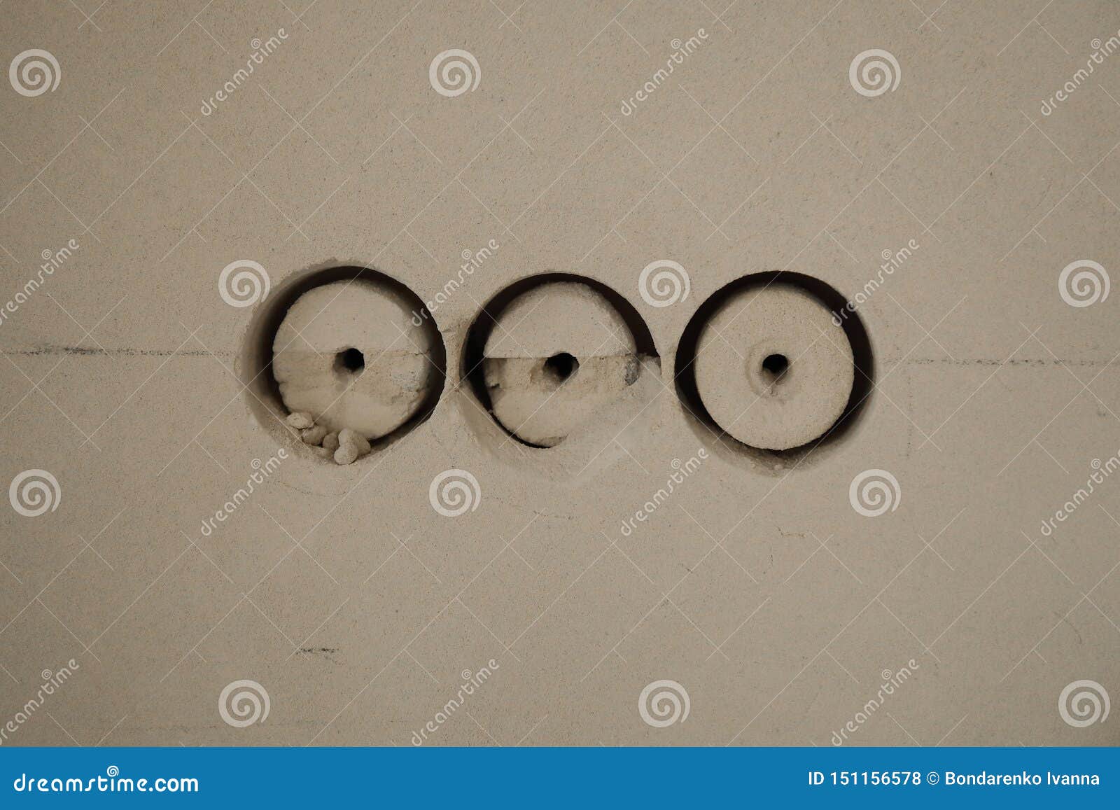 Electrical Socket Hole on Concrete Wall. Under Construction Electrical ...