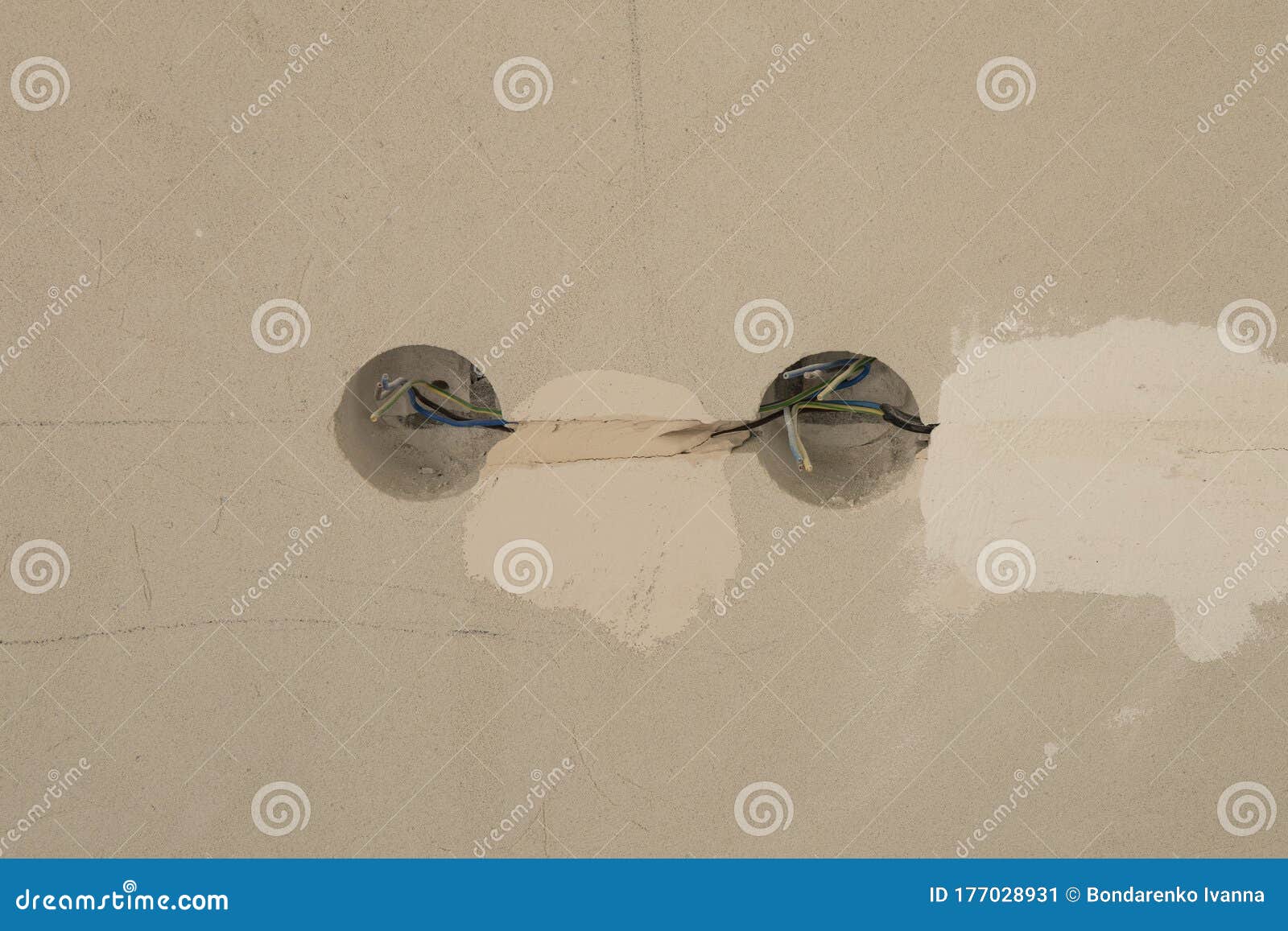 Electrical Socket Hole on Concrete Wall. Under Construction Electrical ...