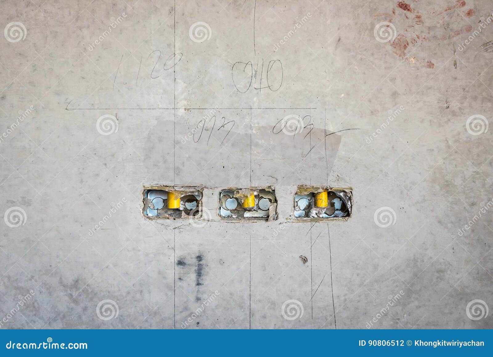 Electrical Socket Hole on Precat Concret Wall, Outlet Electric W Stock ...