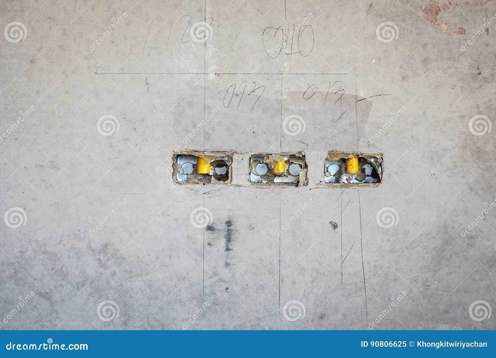 Electrical Socket Hole on Precat Concret Wall, Outlet Electric W Stock ...