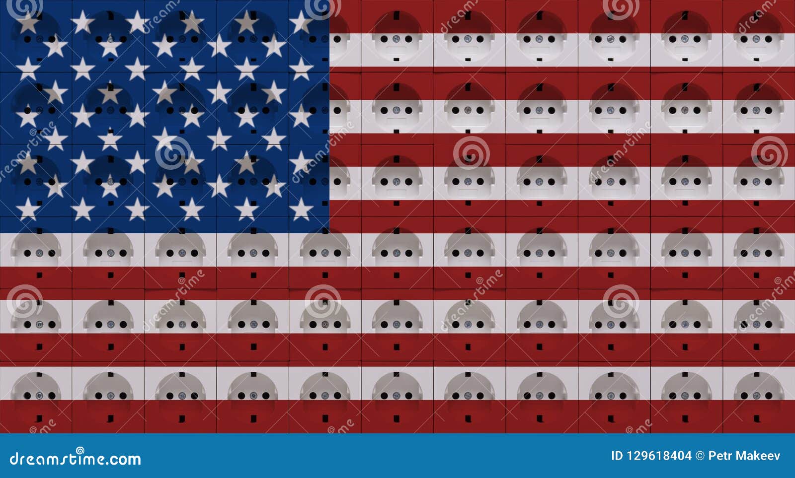 Electrical Socket Outlets in the Colors of the Flag of USA Stock ...