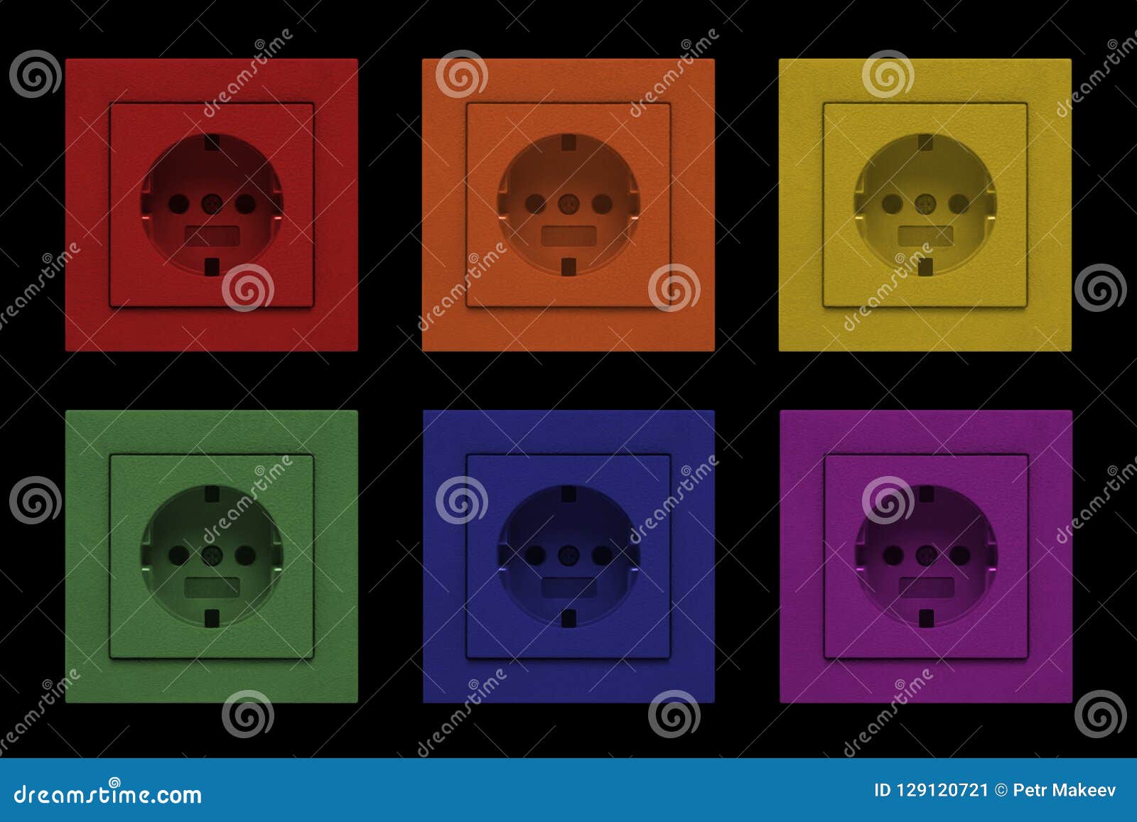 Electrical Socket Outlets in Rainbow Colors Stock Image - Image of high ...