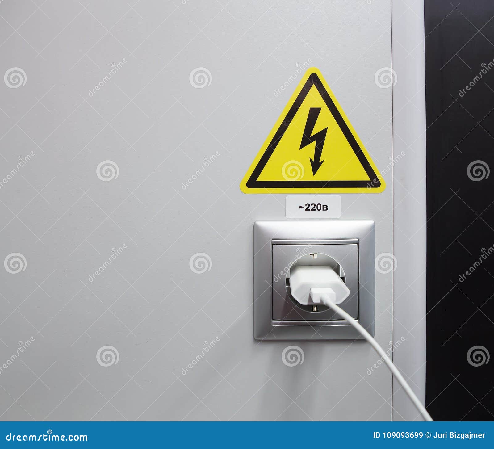 Electrical Socket and a Plug on the Wall. Stock Image - Image of ...