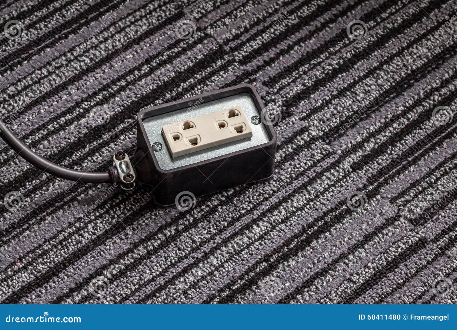 Electrical Socket with Power Plug Cable on Carpet Floor for Safe Stock ...