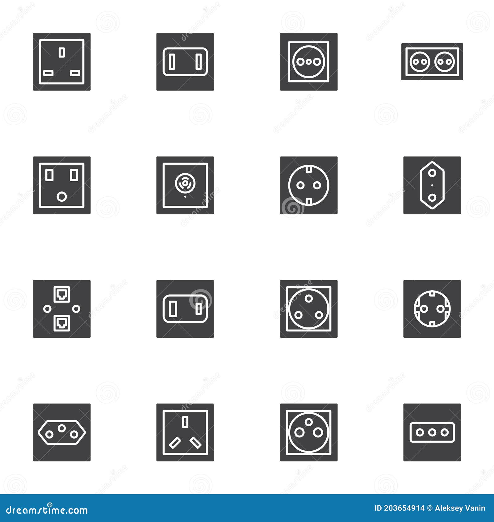 Electrical Socket Types Vector Icons Set Stock Vector - Illustration of ... Electrical Socket Types Vector Icons Set Stock Vector - Illustration of ...