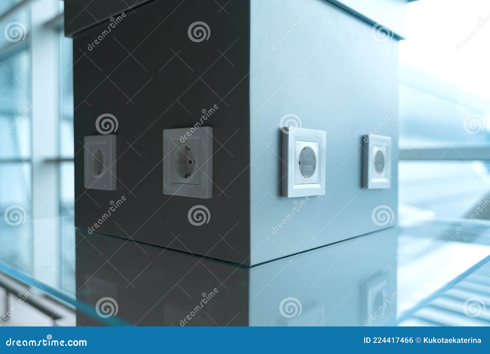 Electrical Sockets on the Pillar in the Airport Lounge. Minimalist ...