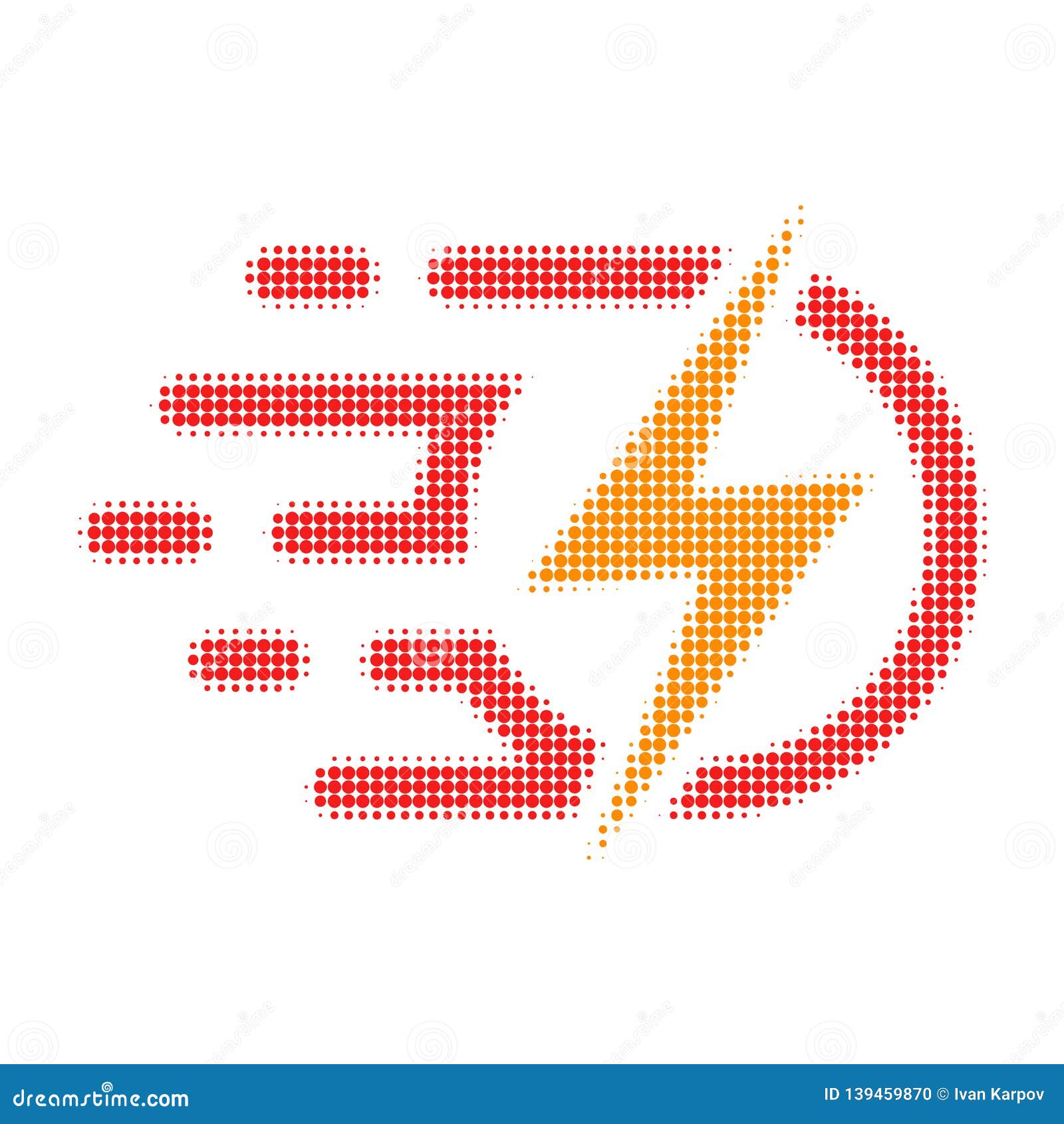 Electrical Spark Halftone Dotted Icon with Fast Rush Effect Stock ...