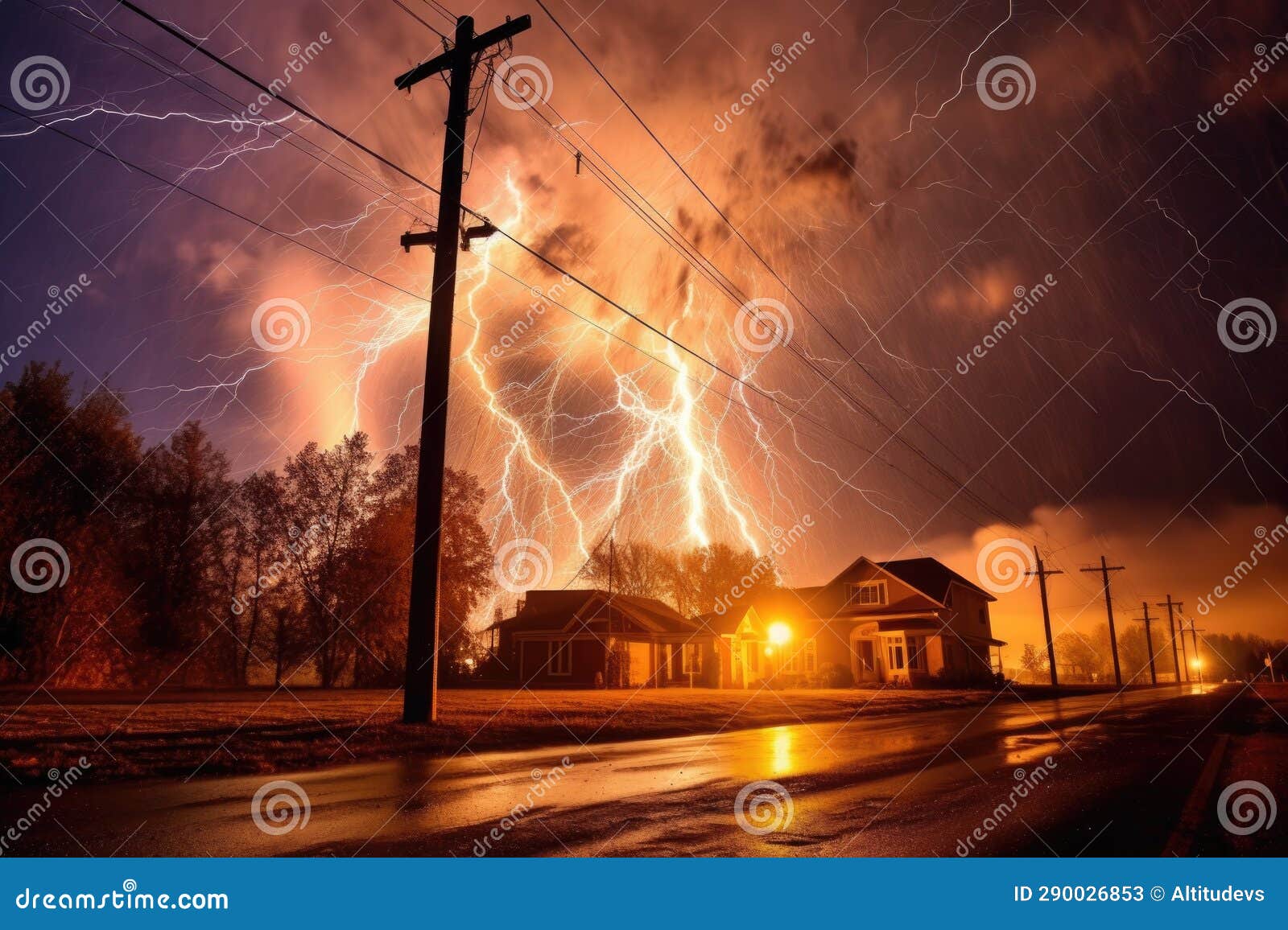 Electrical Sparks from Damaged Power Line at Night Stock Image - Image ...