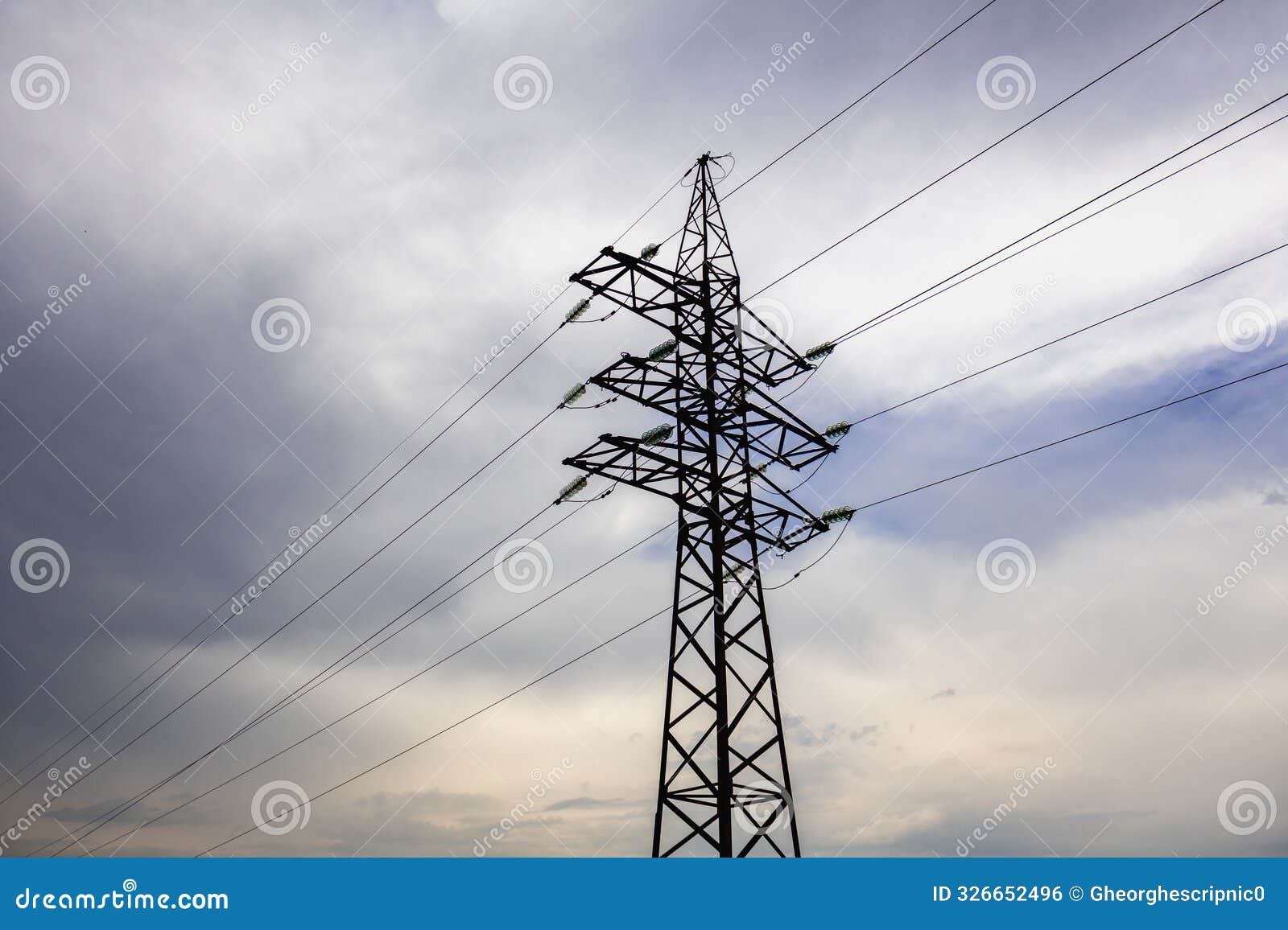 An Electrical Station with Many Cables on the Background of a Cloudy ...
