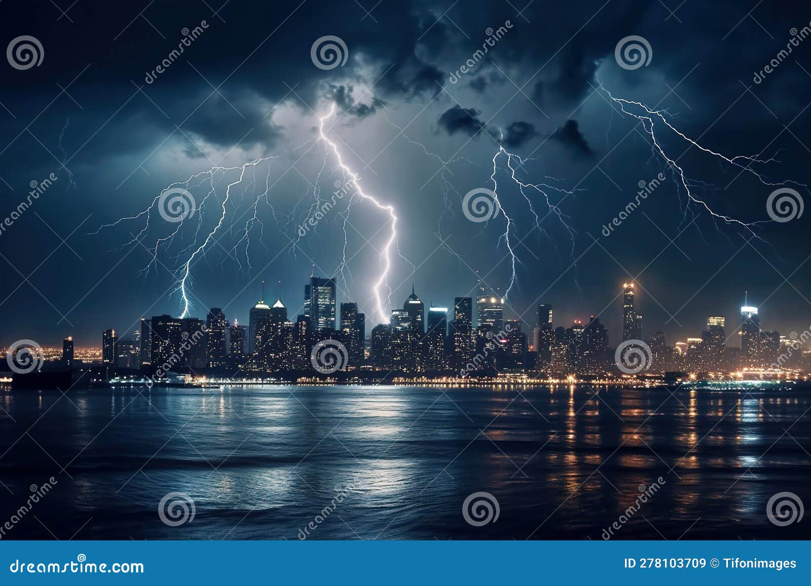 Electrical Storm in the City Stock Illustration - Illustration of ...