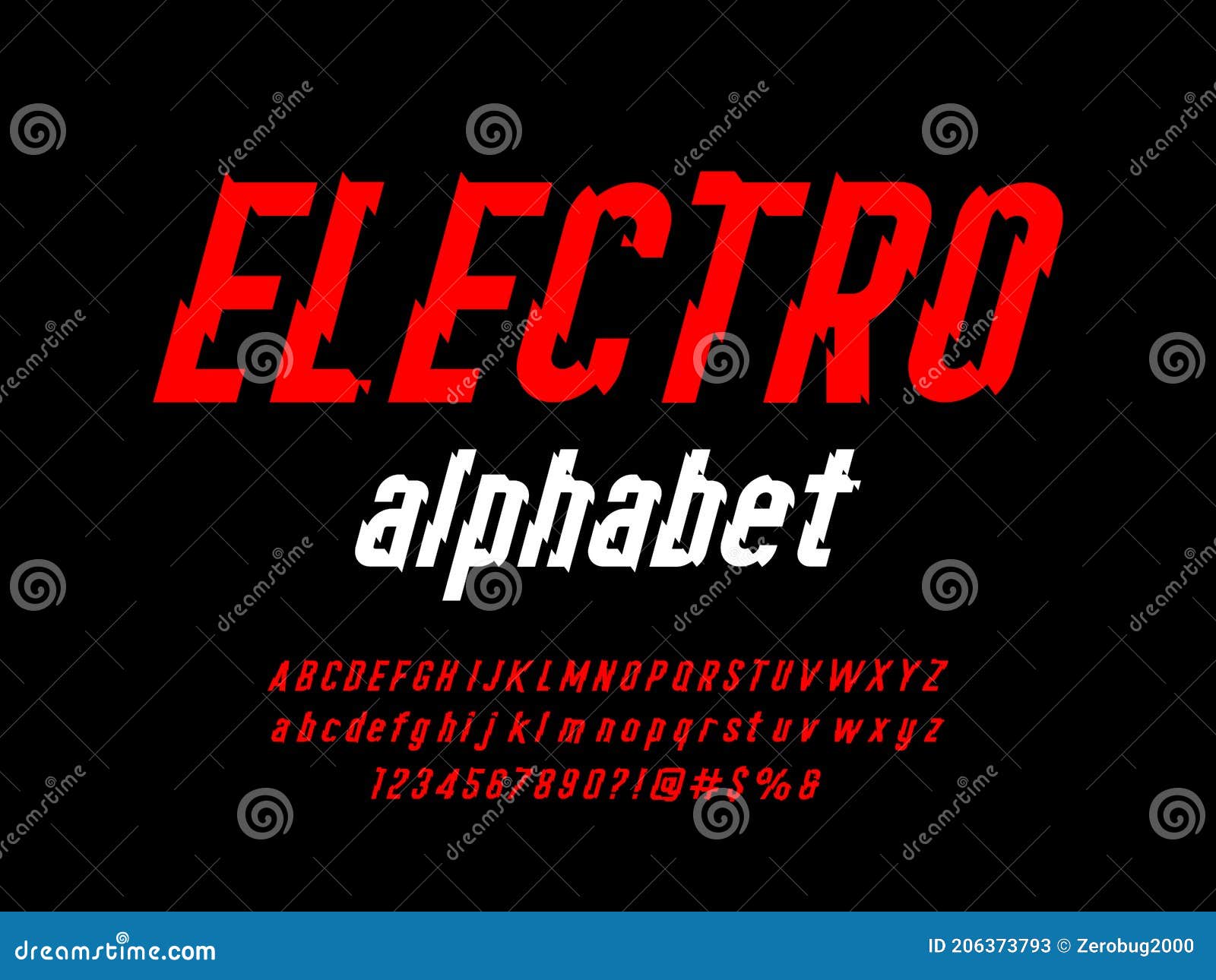 Electrical font stock vector. Illustration of danger - 206373793