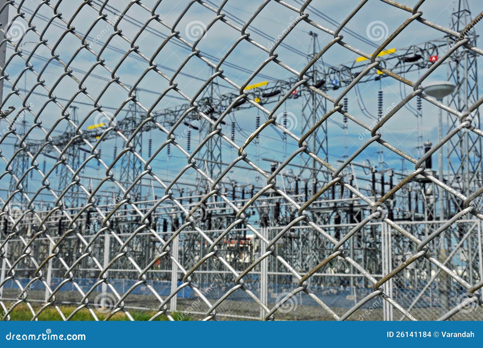 Electrical Substation Behind Wire Chain Fence Stock Photo - Image of ...