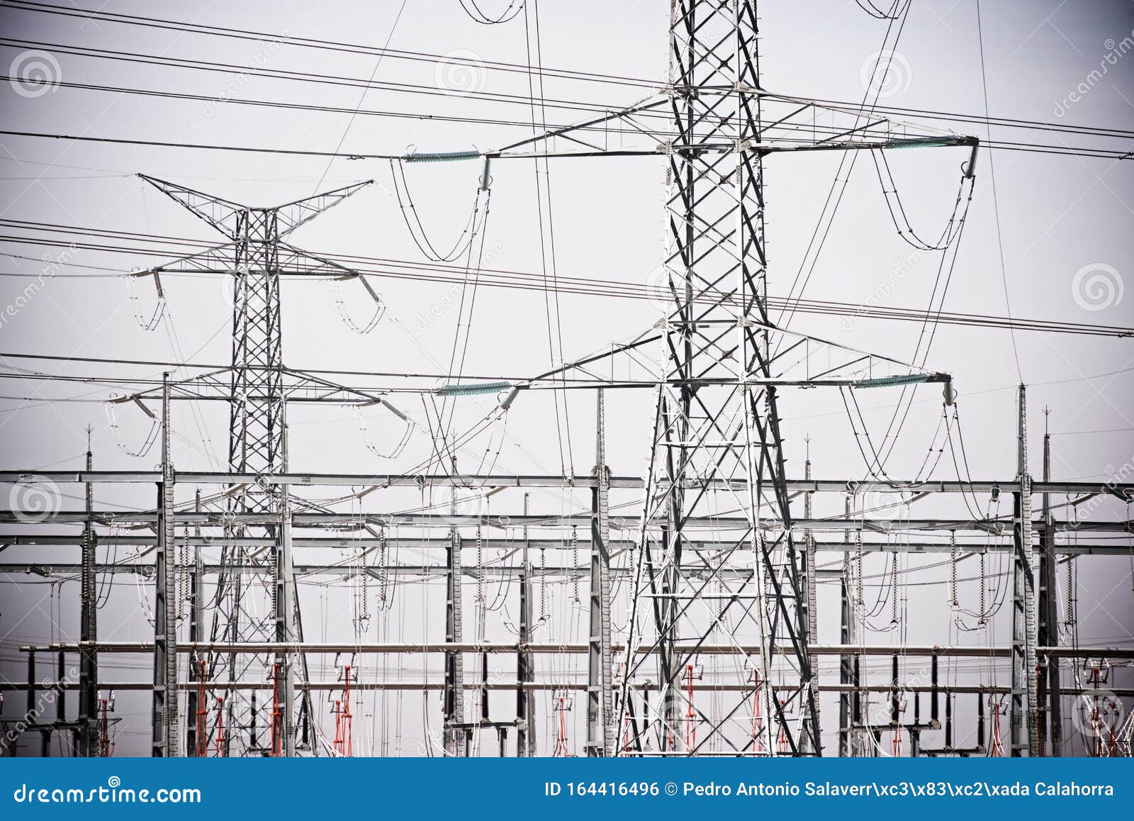 Power line view stock photo. Image of engineering, network - 164416496