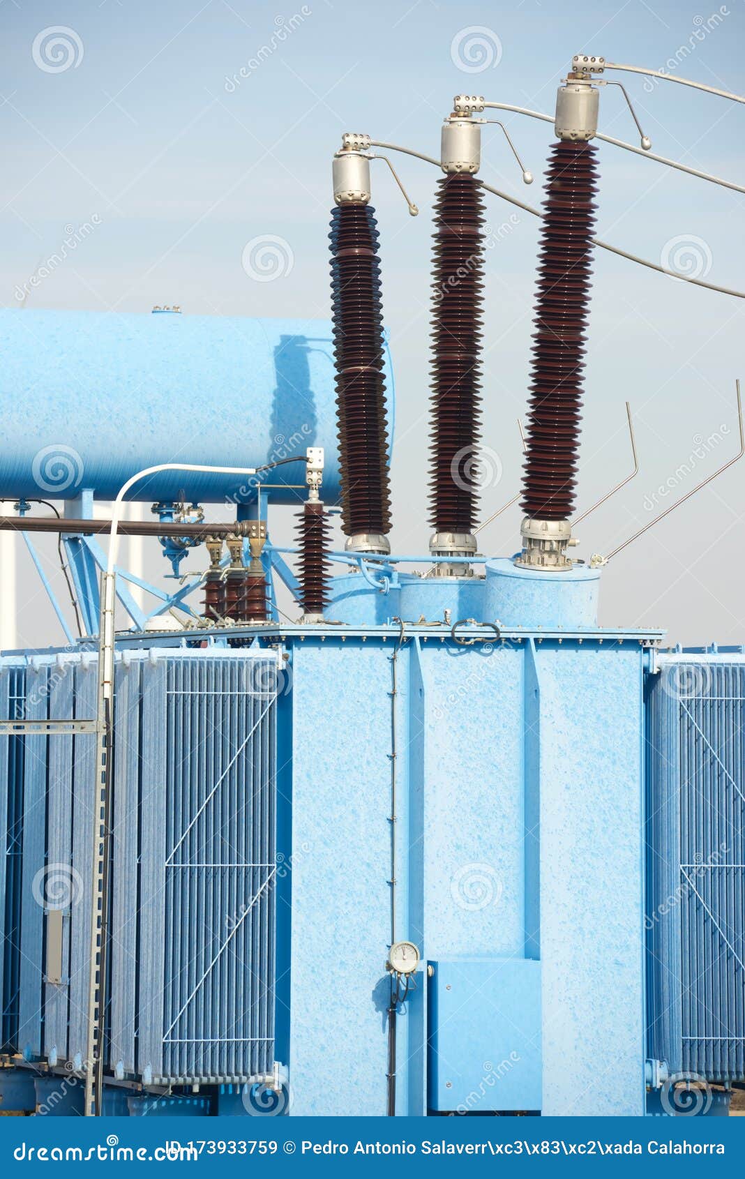 Electrical substation view stock image. Image of distribution - 173933759