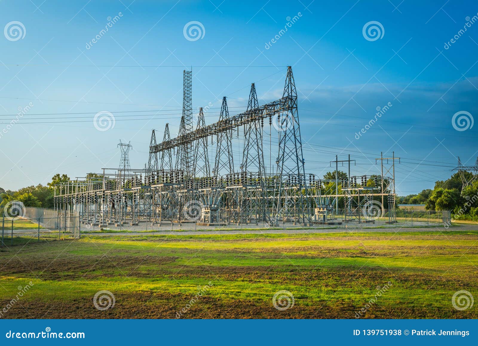 Electrical Substation with Blue Sky Stock Photo - Image of ...