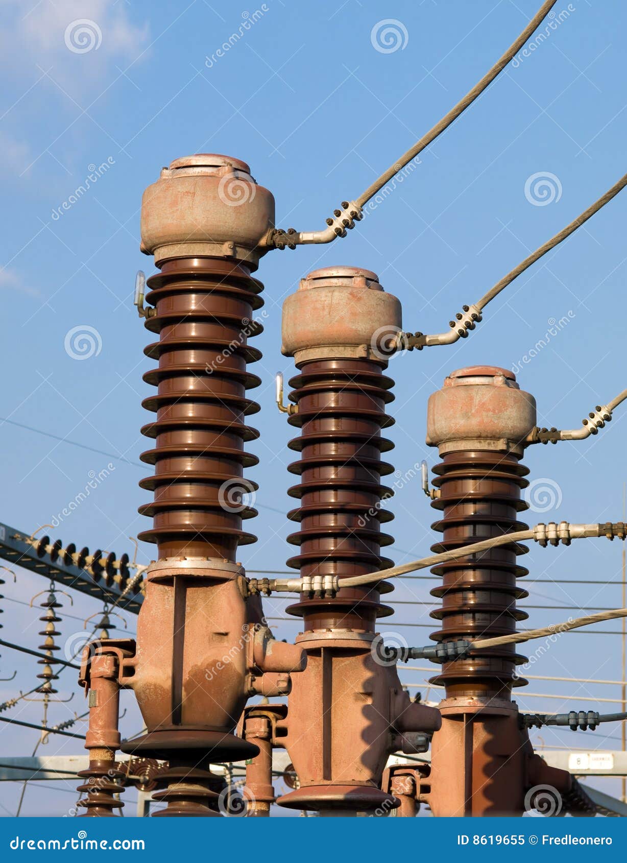 Electrical Substation Insulators Stock Image - Image: 8619655