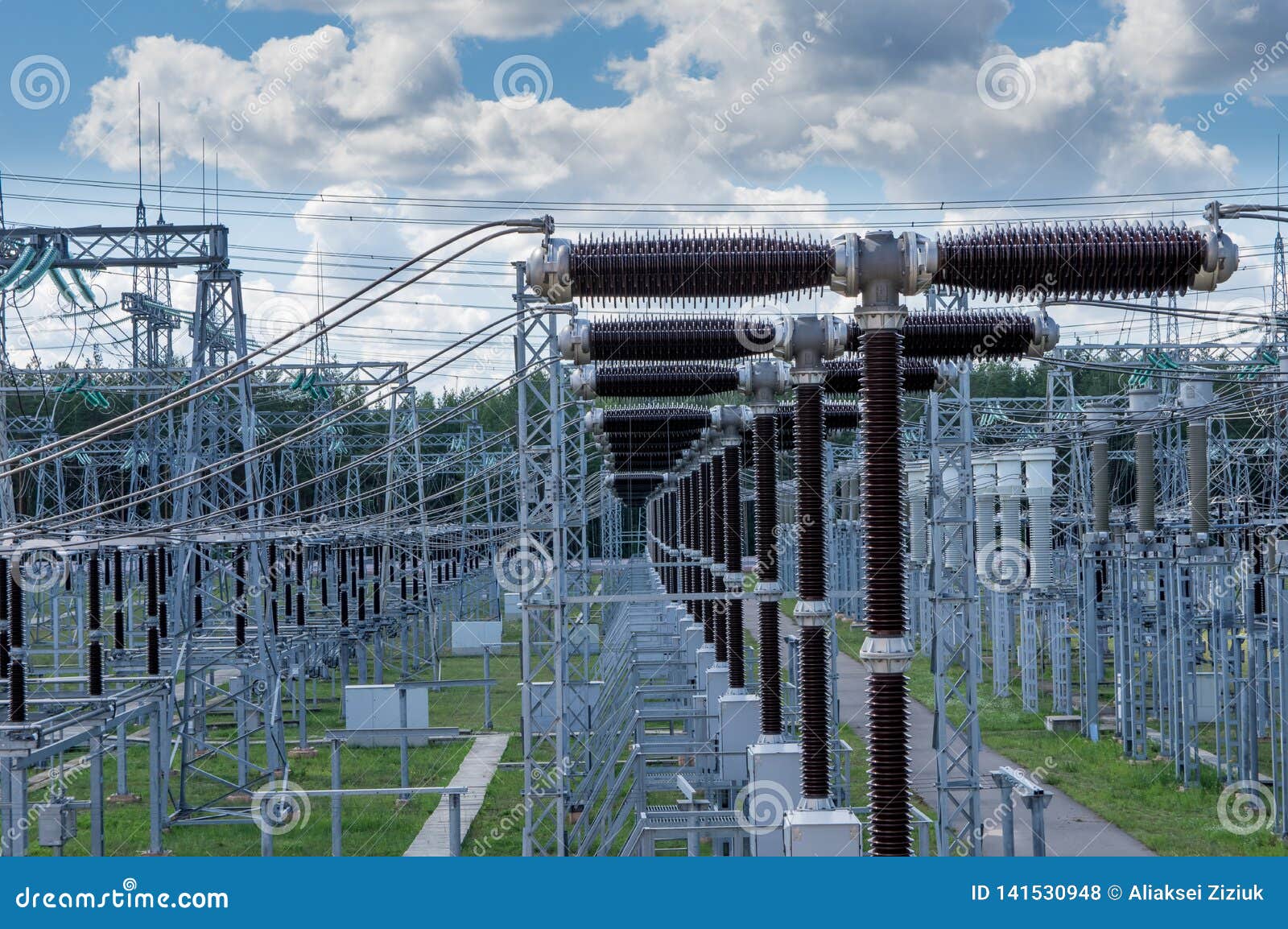 Electrical Substation 330 KV, a Series of High-voltage Switches. Stock ...