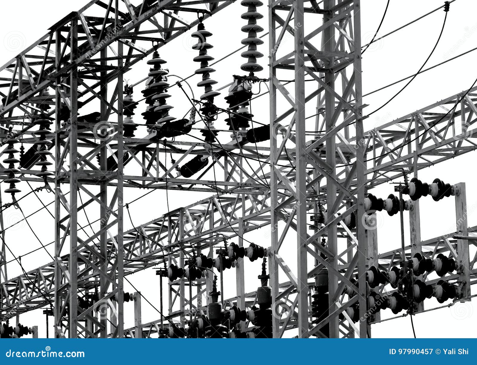 Electrical Substation with Large Insulators Stock Image - Image of ...