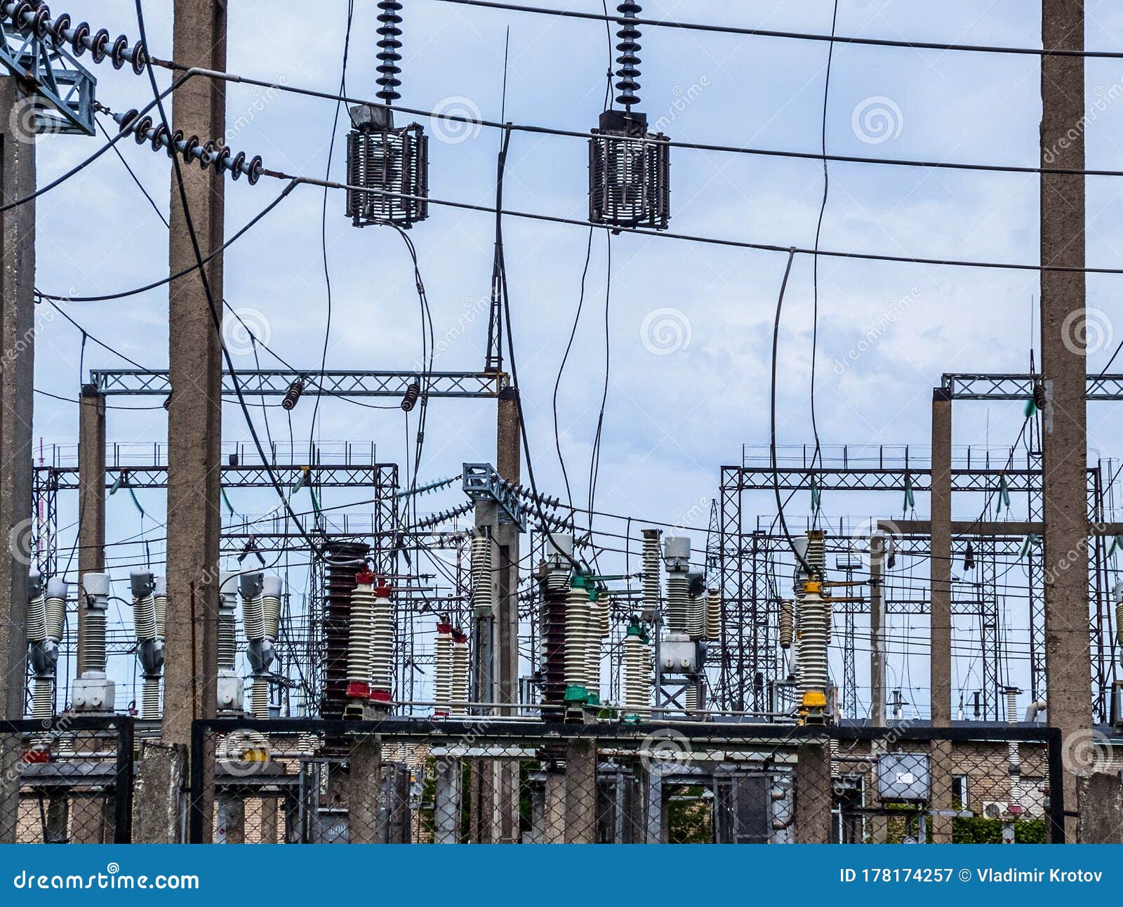 Electrical Substation in Open Space Stock Image - Image of structure ...