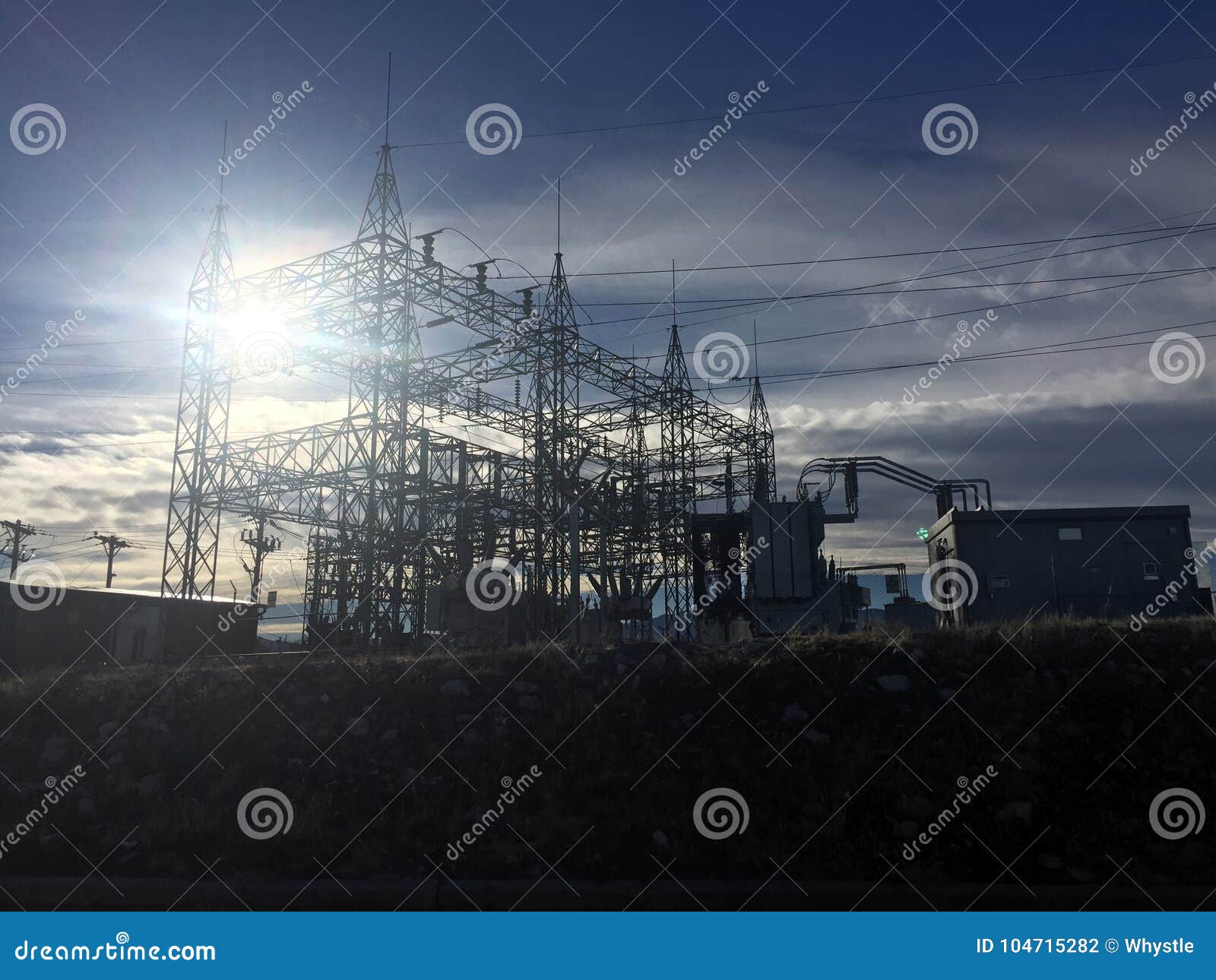 Electrical Substation stock photo. Image of scaffolding - 104715282