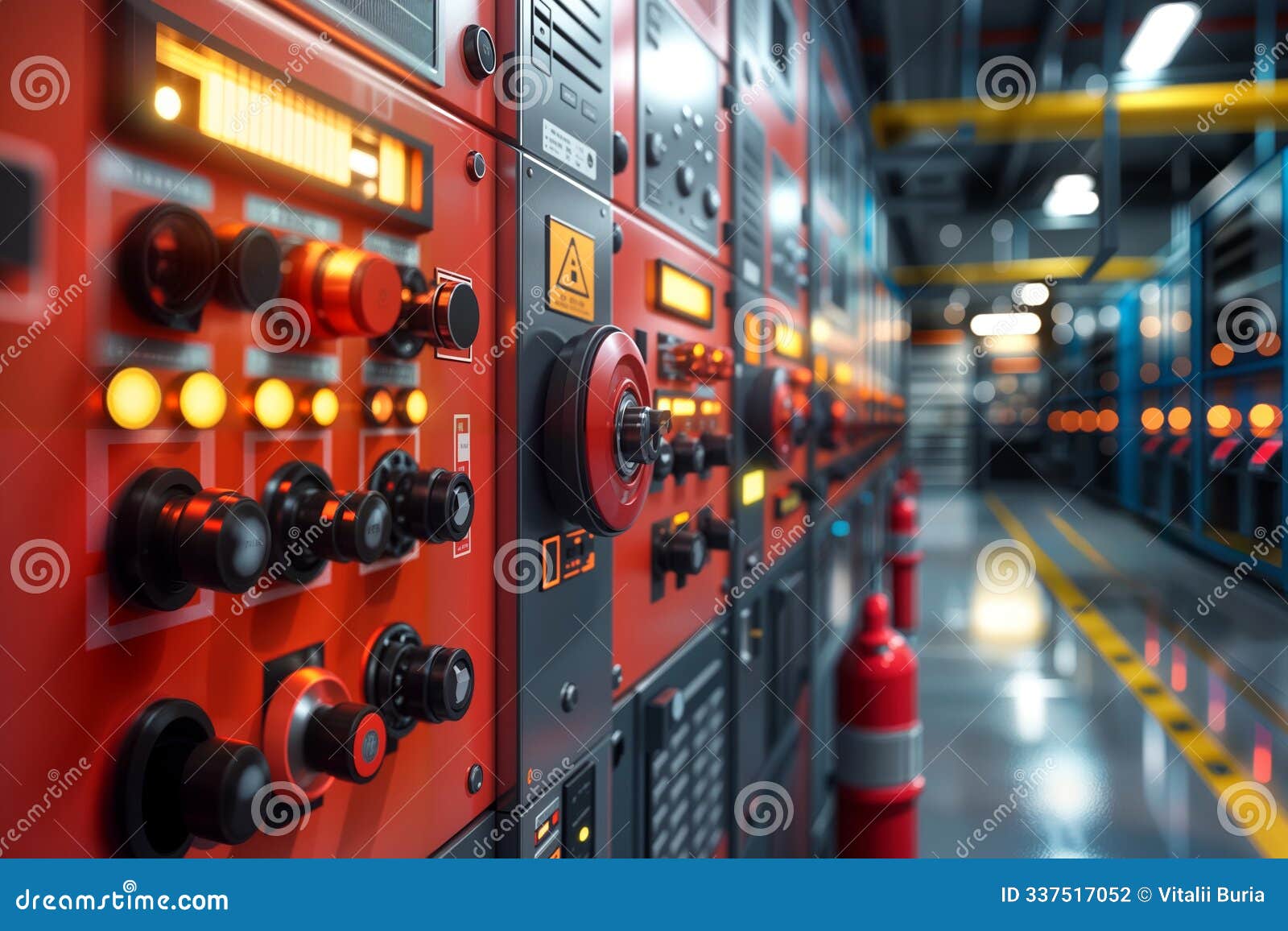 Rows of Modern Switchgear Panels in Electrical Substation, Generative ...