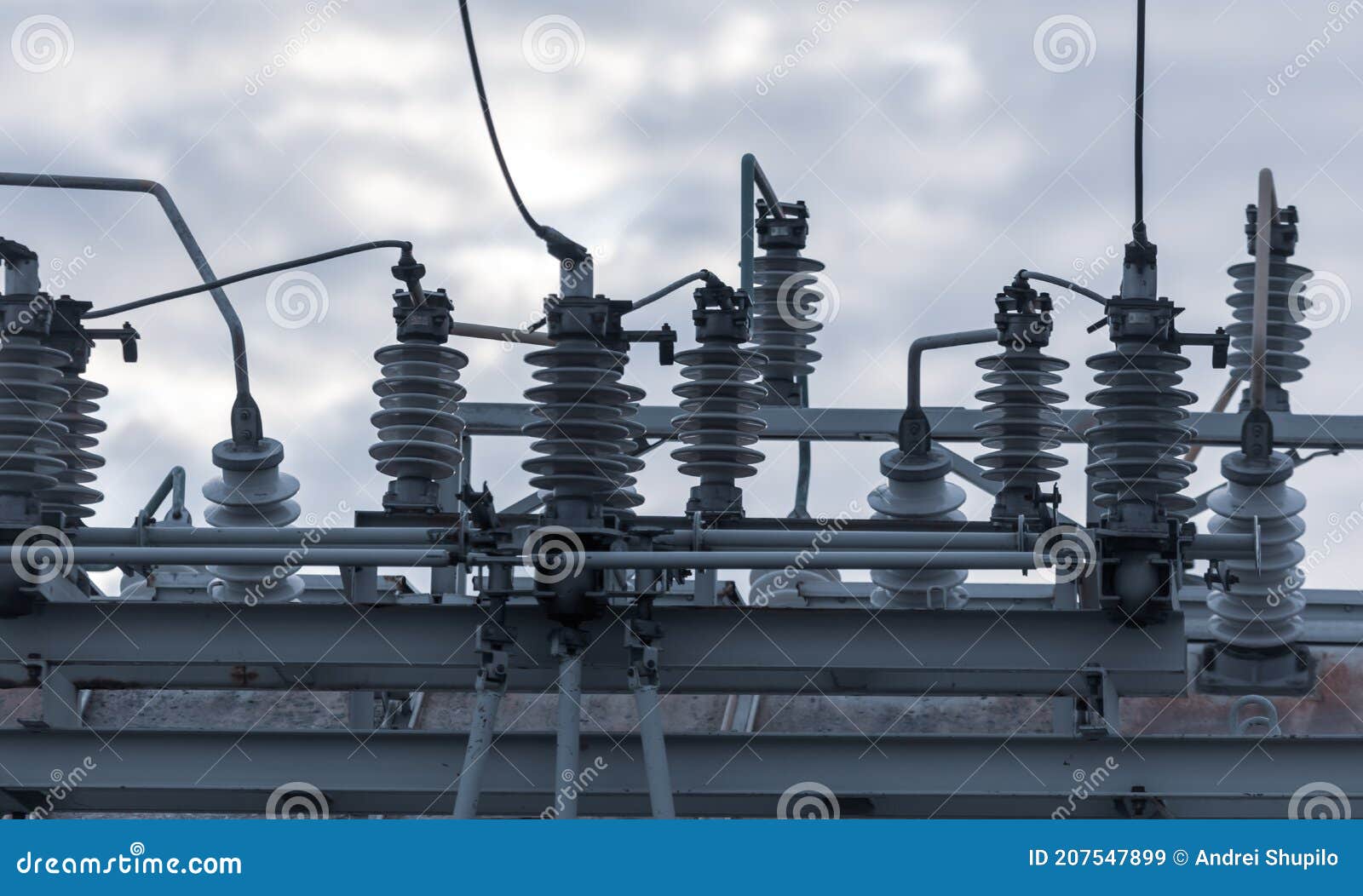 Electrical Substation with Wires at Dawn Stock Image - Image of current ...