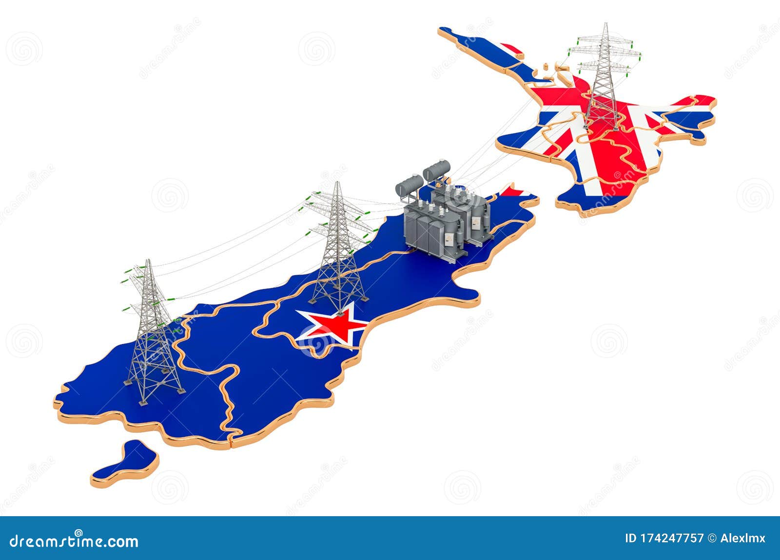 Electrical Substations In New Zealand, 3D Rendering Royalty-Free Stock ...
