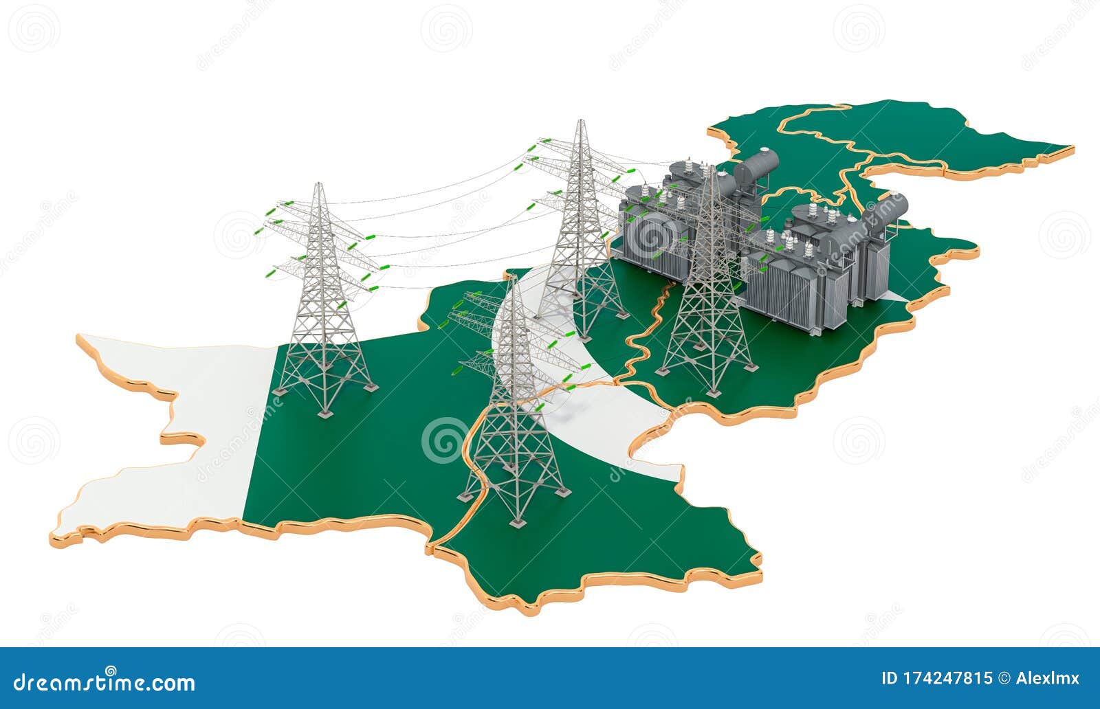 Electrical Substations In Pakistan, 3D Rendering Royalty-Free Stock ...