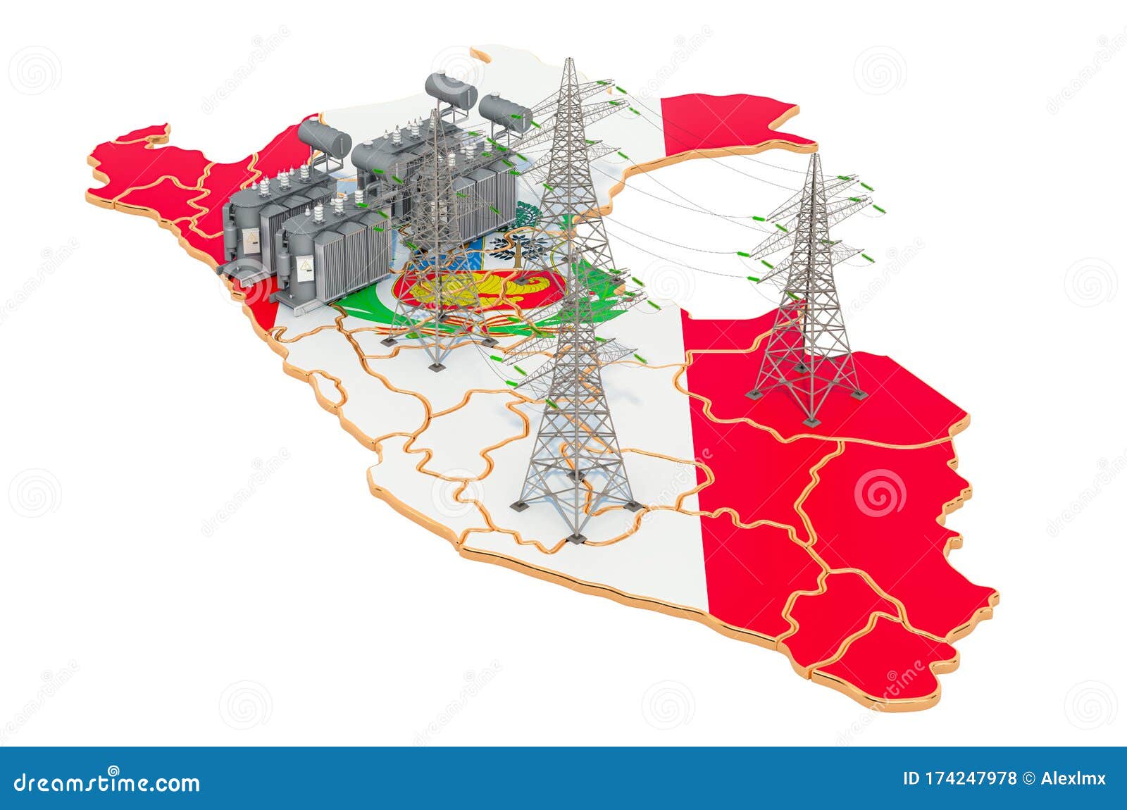 Electrical Substations in Peru, 3D Rendering Stock Illustration ...